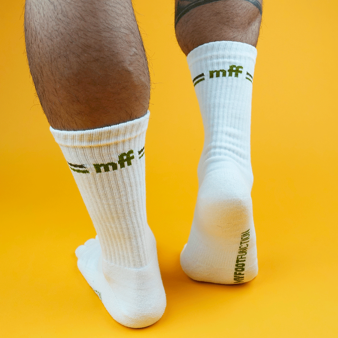 My Foot Function Tåsokker - Crew Length - White & Green | Mærkbare
